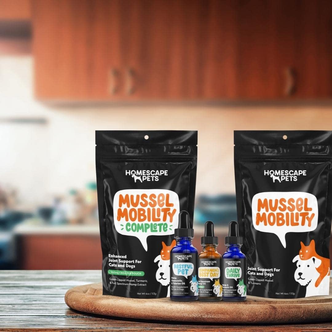 Homescape Pets Mussel Mobility - Green Lipped Mussel & Turmeric for Dogs - Hip & Joint Pain Relief Anti-Inflammatory Meal Topper Powder - Better Mobility, Less Stiffness and Aches - Vet Recommended