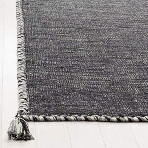 SAFAVIEH Montauk Collection Area Rug - 8' x 10', Grey & Black, Handmade Flat Weave Cotton Corner Tassel, Ideal for High Traffic Areas in Living Room, Bedroom (MTK150F)