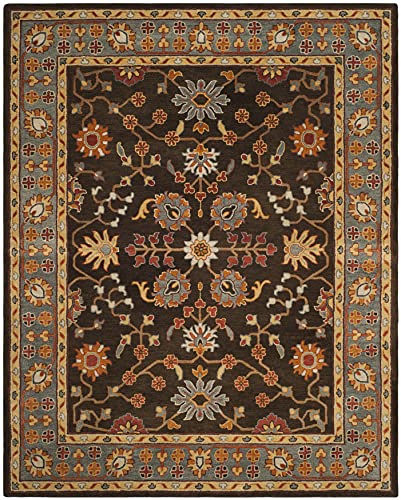 SAFAVIEH Heritage Collection 8' x 10' Charcoal / Blue HG405A Handmade Traditional Oriental Premium Wool Area Rug