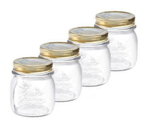 bormioli rocco quattro stagioni set of 4 clear airtight mason jars, 5 oz. made from bpa free durable glass, made in italy.