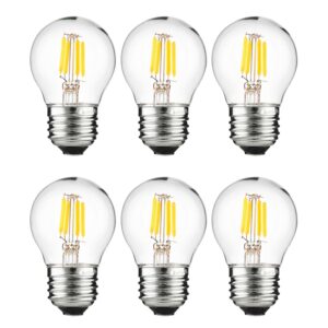 sunlite led g16 filament globe light bulb, 3 watts (25w equivalent), 250 lumens, dimmable, medium e26 base, short bulbs for bedroom, kitchen, 2700k soft white, 6 count