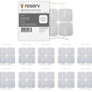 reserv 2" x 2" Premium Re-Usable Self Adhesive Electrode Pads for TENS/EMS Unit, Fabric Backed Pads with Premium Gel (White Cloth and Latex Free) (4 Pack (160 electrodes))