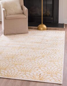 unique loom marilyn monroe glam collection area rug - dahlia (2'x 3' 1' rectangle, white gold/ gold)