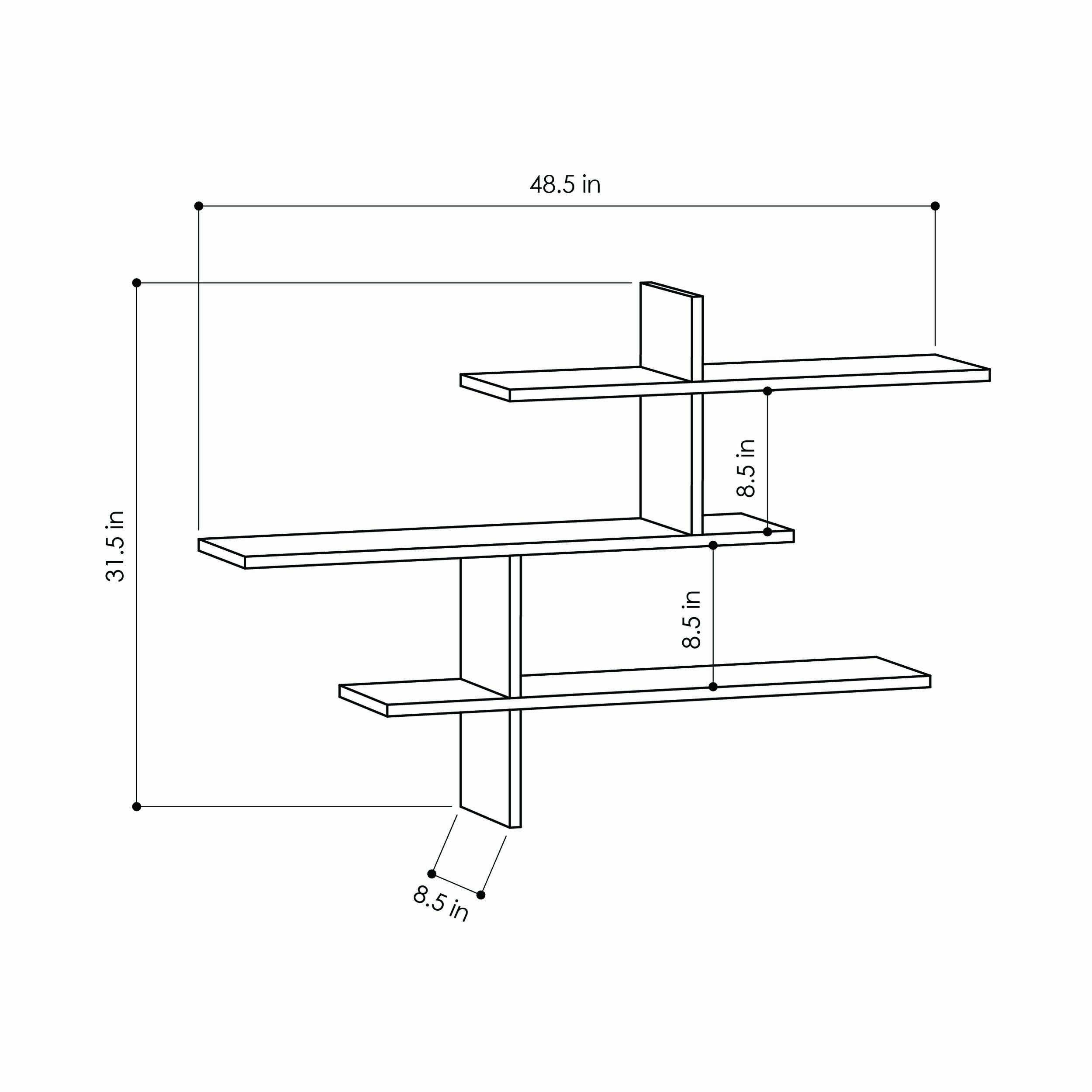 Ada Home Décor Webster Wall Shelf, 48.5'' x 31.5'' x 8.5'', White