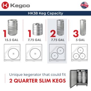 Kegco Kegerator 24" Wide Dual Tap Stainless Steel Commercial Beer Dispenser HK38SSC-L-2