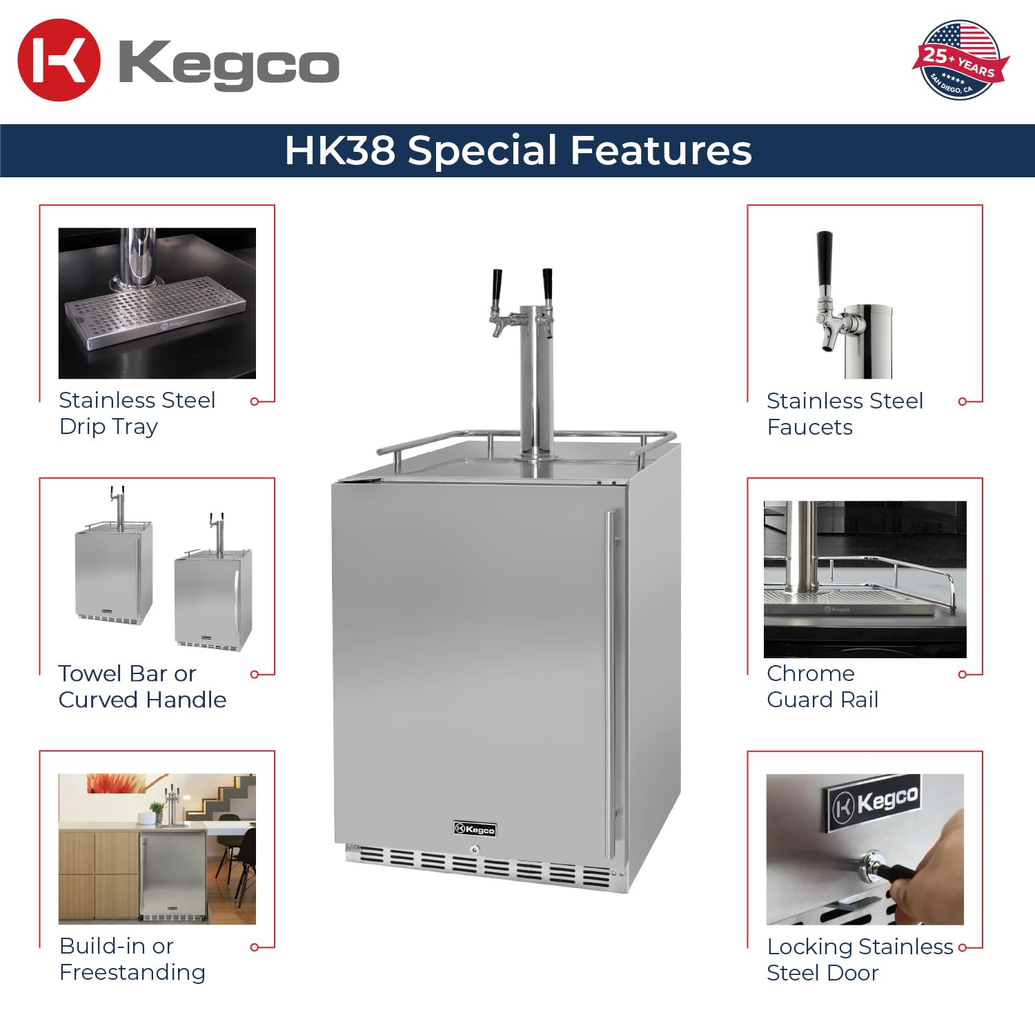 Kegco Kegerators, 2 Faucet, Left Hinge