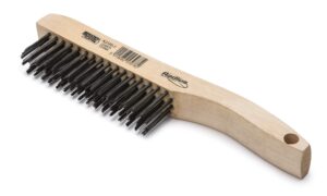 lincoln electric k3185-1 carbon steel wire brush, 4 x 16 bristle rows, 9.4" length, shoe handle