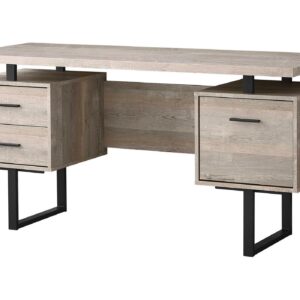 Monarch Specialties Computer Desk with Drawers - Contemporary Style - Home & Office Computer Desk with Metal Legs - 60"L (Taupe Reclaimed Wood Look)