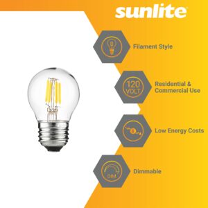 Sunlite LED G16 Filament Globe Light Bulb, 3 Watts (25W Equivalent), 250 Lumens, Dimmable, Medium E26 Base, Short Bulbs for Bedroom, Kitchen, 2700K Soft White, 6 Count