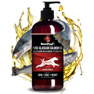 pure wild alaskan salmon oil for dogs & cats skin and coat - fish oil liquid with pump - supports joint function, immune & heart health - omega 3 liquid food supplement - all natural epa + dha - 16oz