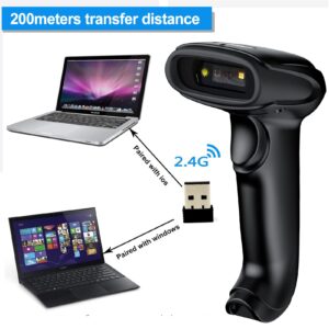 2D Wireless Barcode Scanner,Symcode Datamatrix PDF417 QR Code Handheld Reader for Screen and Printed Bar Code Scan, Works with Windows Mac and Linux PC POS