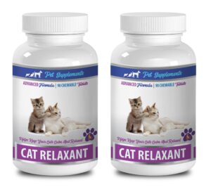 pet supplements anxiety relief for cats - cat relaxant - keeps cats calm and relaxed - chewable treats - cat calming products - 2 bottle (180 chews)