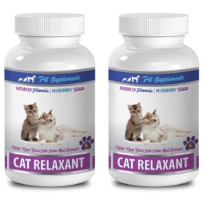 PET SUPPLEMENTS Anxiety Relief for Cats - CAT Relaxant - Keeps Cats Calm and Relaxed - CHEWABLE Treats - cat Calming Products - 2 Bottle (180 Chews)