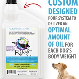 C8 MCT Oil Keto Friendly Sourced from Coconut Oil for Dogs - Human Grade, 32 oz, Developed in USA by PhD Nutrition