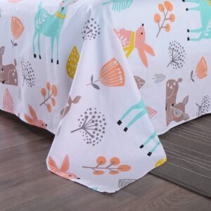 Queen Linens 100% Cotton Sheets Kids Twin Sheets for Kids Girls Boys Teens Deer (Full)