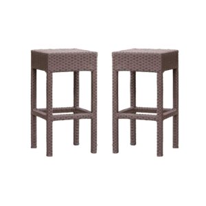 christopher knight home milton outdoor wicker backless bar stools, 2-pcs set, dark brown