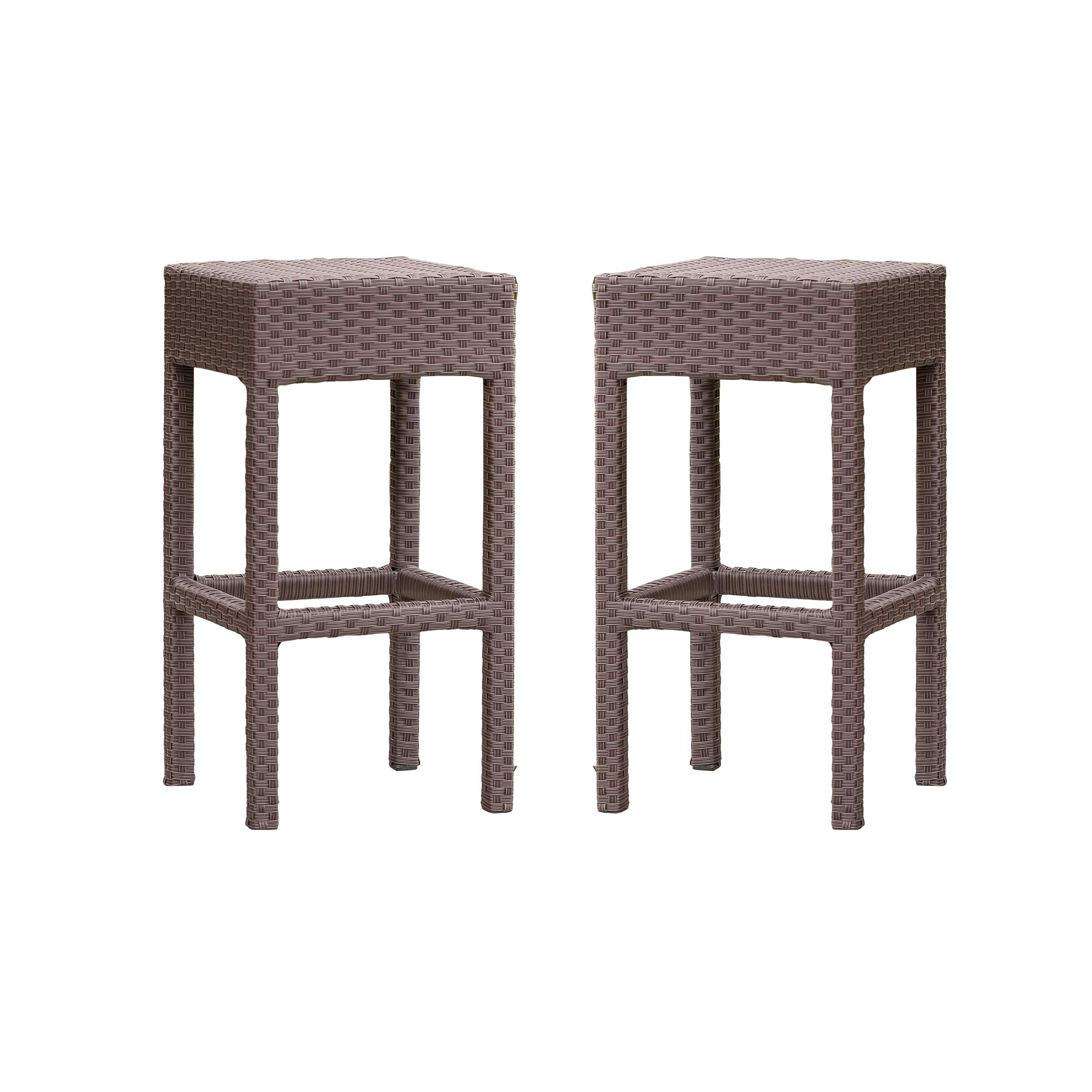 Christopher Knight Home Milton Outdoor Wicker Backless Bar Stools, 2-Pcs Set, Dark Brown