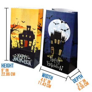 Iconikal Halloween Treat Paper Bags, 40-Pack 2 Designs Trick or Treat Party Favor Goodie Snack Sacks Candy, Popcorn, Gifts, Cookies