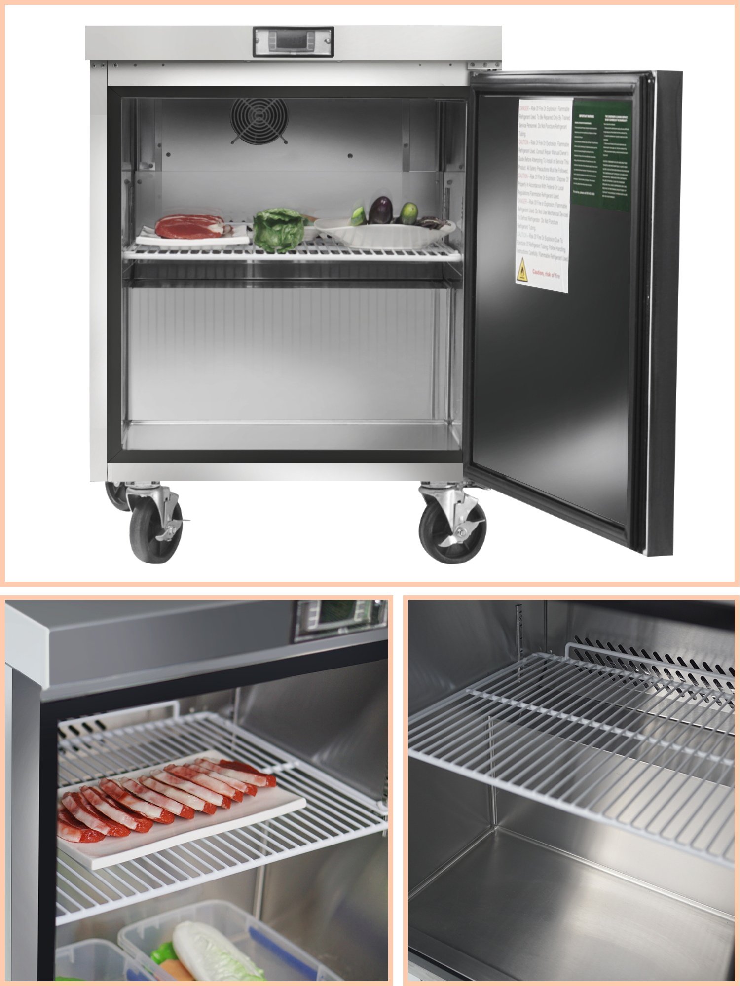 AtosaUSA MGF8405GR 27.50'' 1 Section Undercounter Freezer with 1 Right Hinged Solid Door and Side/Rear Breathing Compressor