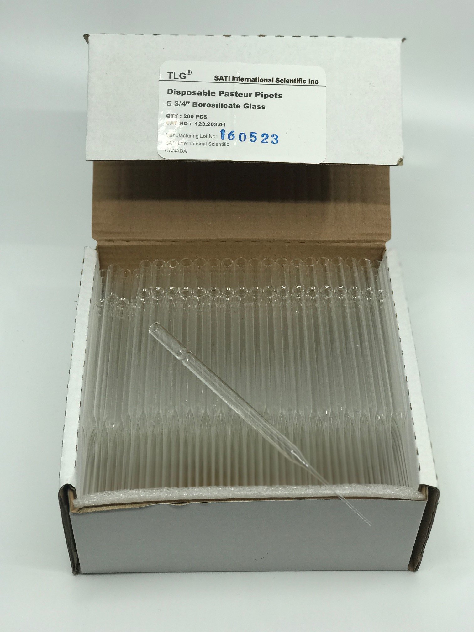 CHEM SCIENCE INC 123.203.01 Disposable Borosilicate Glass Pasteur Pipette, 5-3/4" - Case of 1000 (pack of 200*5)