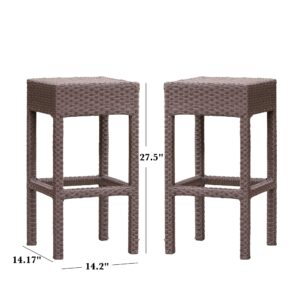 Christopher Knight Home Milton Outdoor Wicker Backless Bar Stools, 2-Pcs Set, Dark Brown