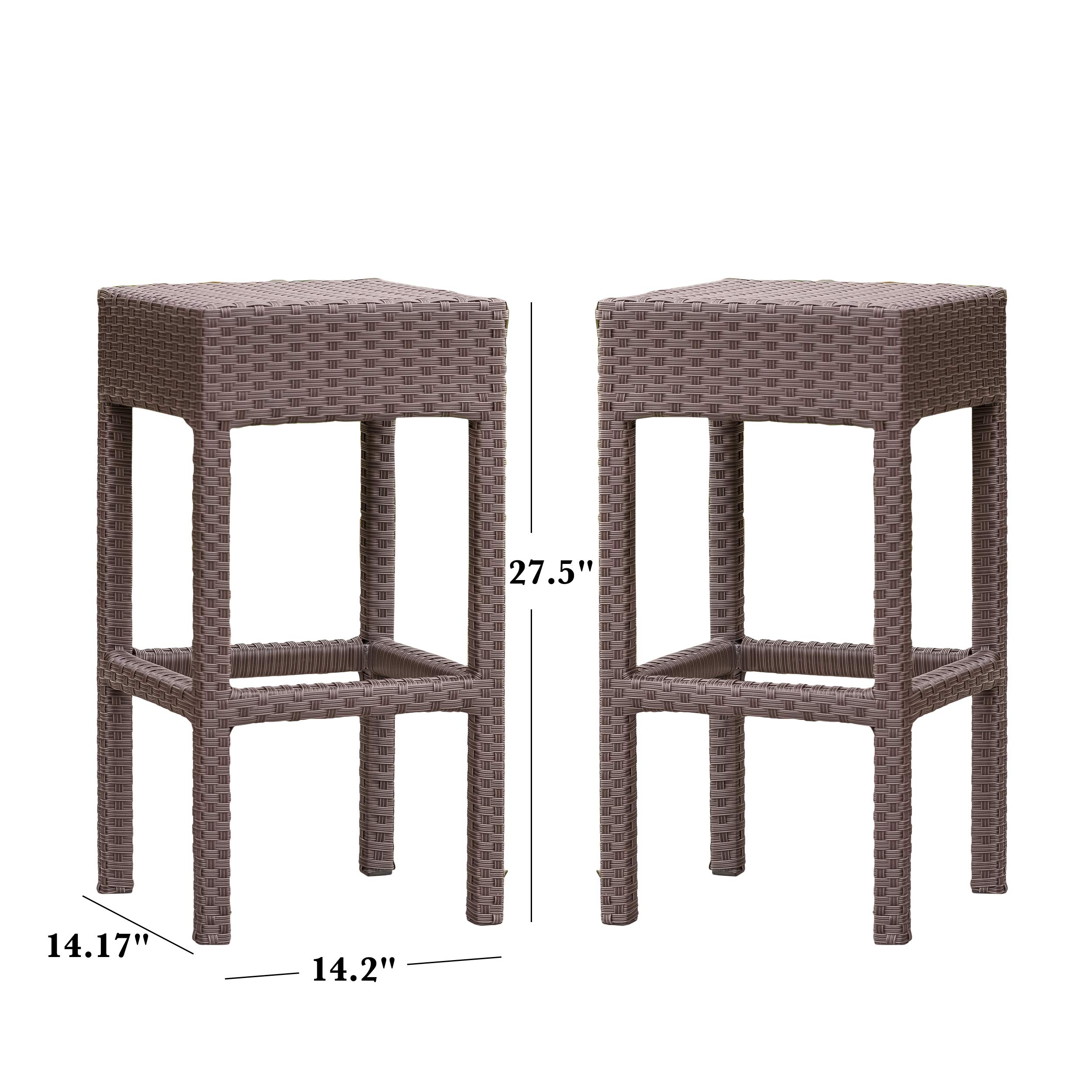 Christopher Knight Home Milton Outdoor Wicker Backless Bar Stools, 2-Pcs Set, Dark Brown