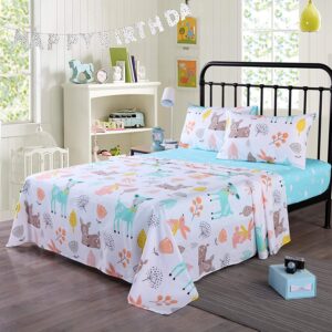 queen linens 100% cotton sheets kids twin sheets for kids girls boys teens deer (full)