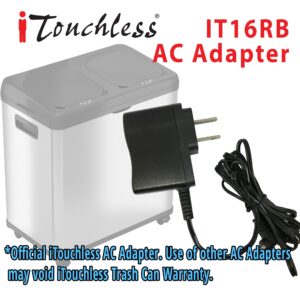 iTouchless AC Power Adapter for Automatic Sensor Trash Cans, Official and Manufacturer Certified, UL Listed, Energy Saving