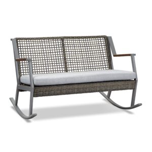 real flame calvin outdoor two seat rocker, loveseat, powdered aluminum frame with resin wicker weave