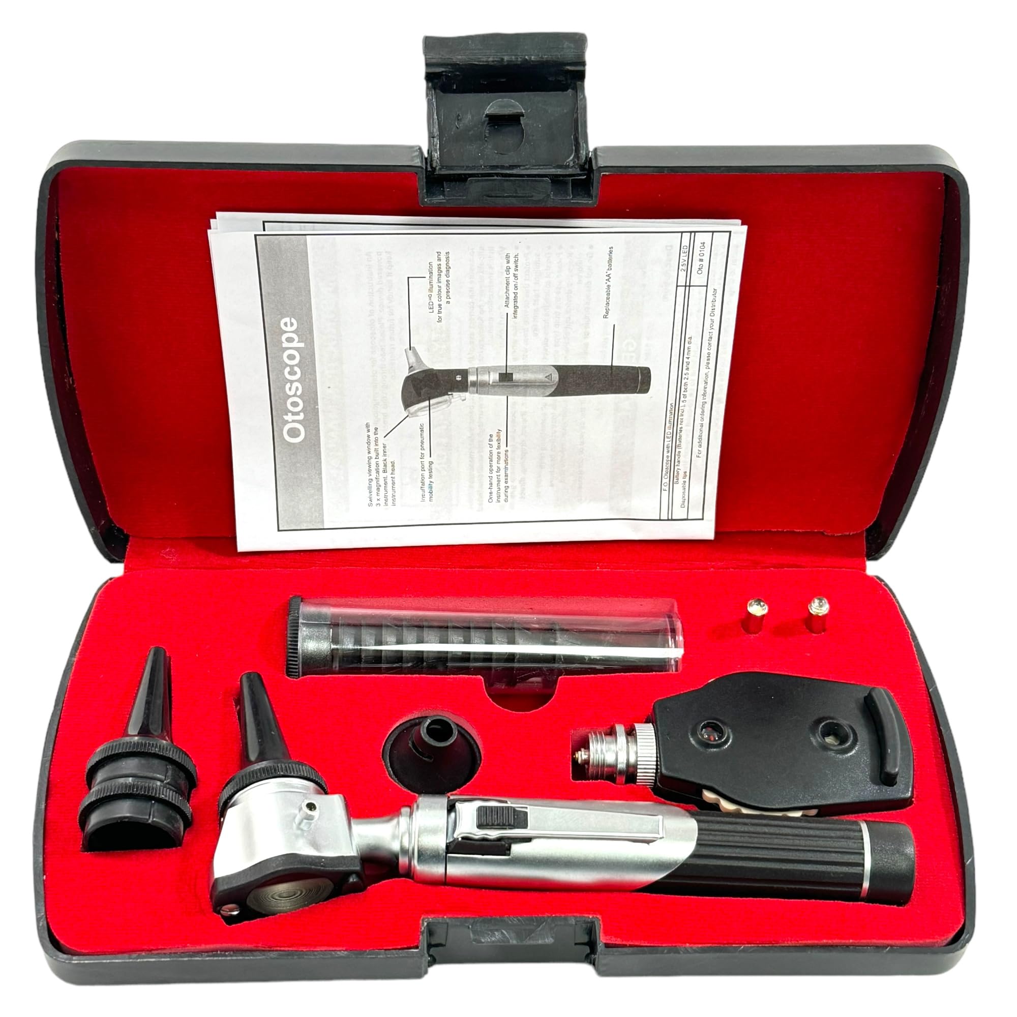 Premium Student Home USE LED Bright Light ENT Diagnostic Otoscope Plus 1 Extra Replacement Bulb Plus 10 Specula Cynamed