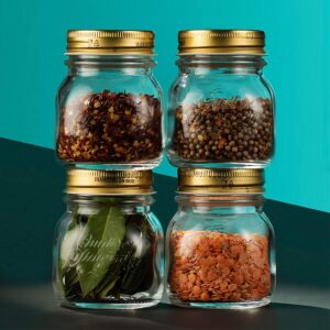 Bormioli Rocco Quattro Stagioni set of 4 Clear Airtight Mason Jars, 5 Oz. Made from BPA Free Durable Glass, Made In Italy.