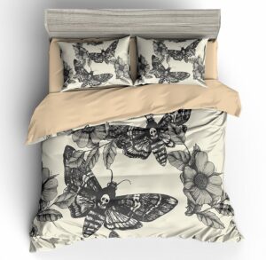 skull bedding 3d digital printing death skull and flower cream 100% brushed microfiber bedding 3pc duvet cover sets queen size