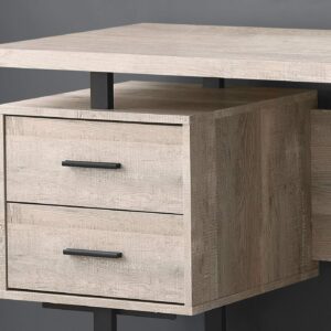 Monarch Specialties Computer Desk with Drawers - Contemporary Style - Home & Office Computer Desk with Metal Legs - 60"L (Taupe Reclaimed Wood Look)