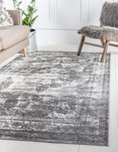 unique loom sofia collection area rug - salle garnier (3' 3" x 5' 3" rectangle, gray/ ivory)