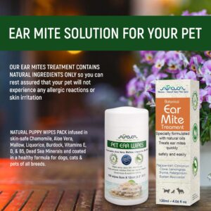 Arava Natural Ear Mite Treatment for Cats and Dogs - Effective Ear Cleaning Drops for Cat and Dog Ear Mites and Prevent Infections - NOT for Cats Under 13 LBS & Puppies Under 9 Months