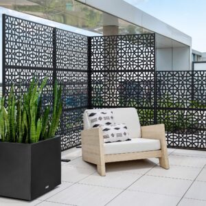 Veradek Outdoor Privacy Screen Series - Block Privacy Screen Set w/Stand (65% Privacy) | Made from Durable Materials; Easy Set-Up | Modern Décor for Patio Privacy, Room Divider, Fences