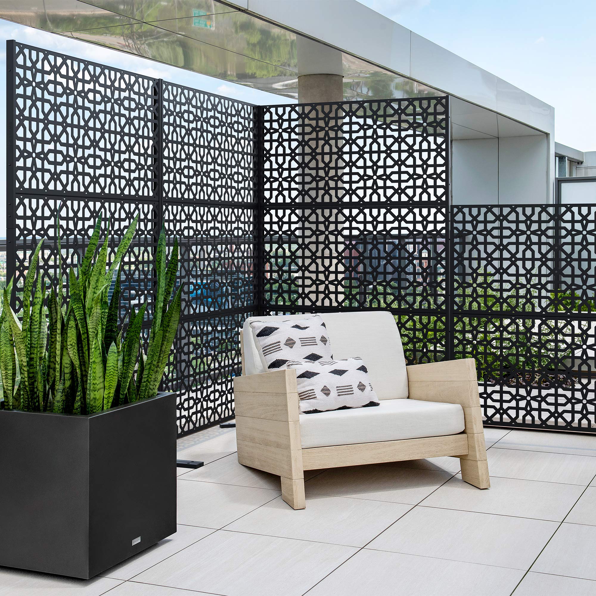 Veradek Outdoor Privacy Screen Series - Block Privacy Screen Set w/Stand (65% Privacy) | Made from Durable Materials; Easy Set-Up | Modern Décor for Patio Privacy, Room Divider, Fences