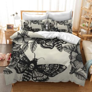 skull bedding 3d digital printing death skull and flower cream 100% brushed microfiber bedding 2pc duvet cover sets twin size