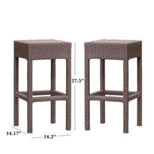 Christopher Knight Home Milton Outdoor Wicker Backless Bar Stools, 2-Pcs Set, Dark Brown