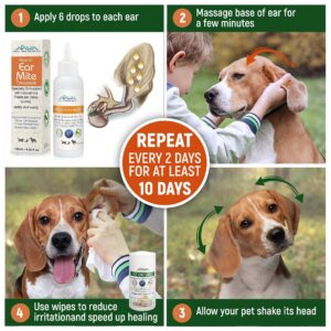 Arava Natural Ear Mite Treatment for Cats and Dogs - Effective Ear Cleaning Drops for Cat and Dog Ear Mites and Prevent Infections - NOT for Cats Under 13 LBS & Puppies Under 9 Months