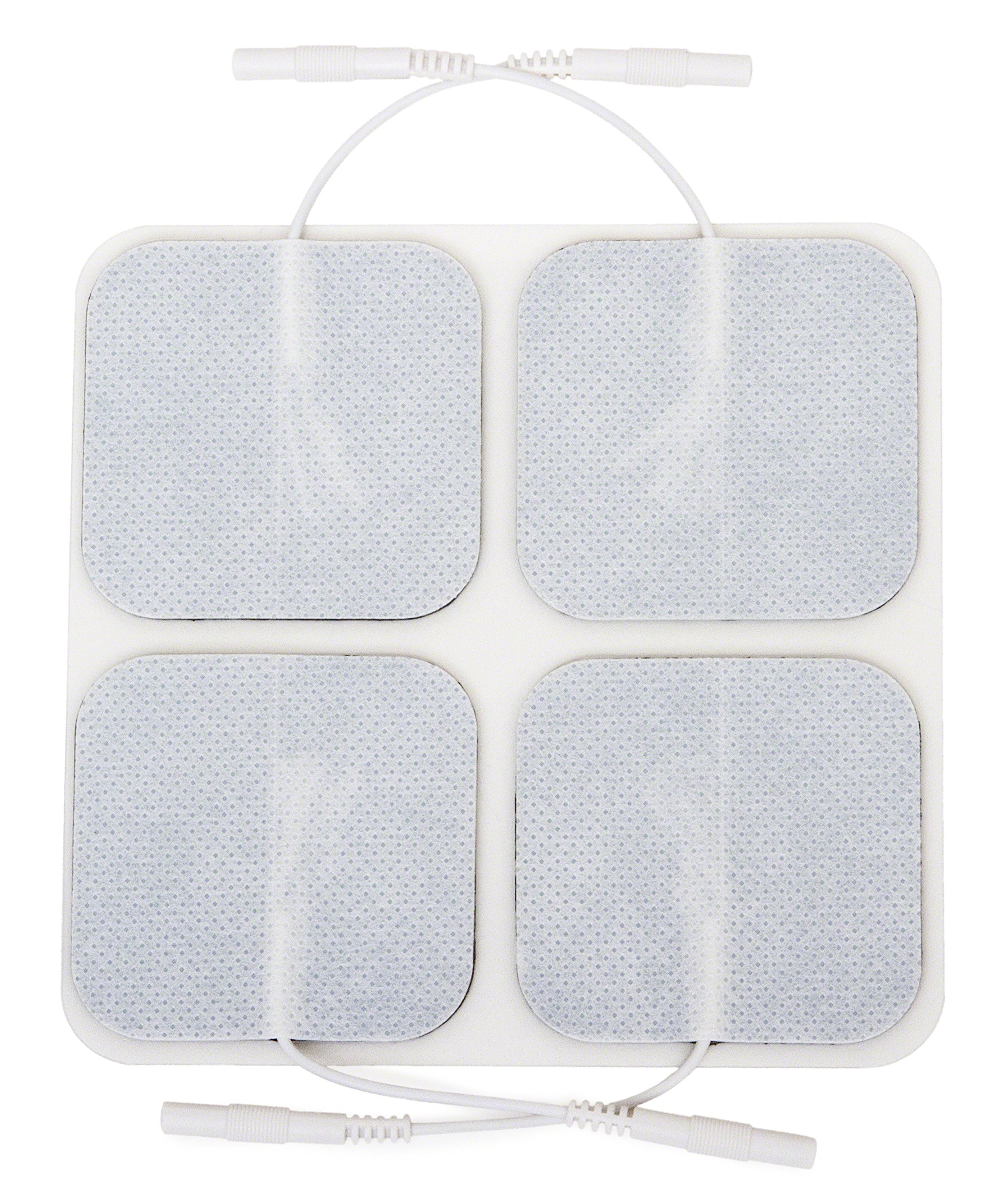 reserv 2" x 2" Premium Re-Usable Self Adhesive Electrode Pads for TENS/EMS Unit, Fabric Backed Pads with Premium Gel (White Cloth and Latex Free) (4 Pack (160 electrodes))