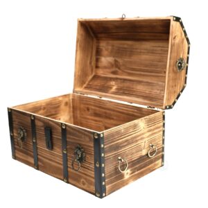 Vintiquewise Large Wooden Decorative Pirate Lockable Trunk with Lion Rings