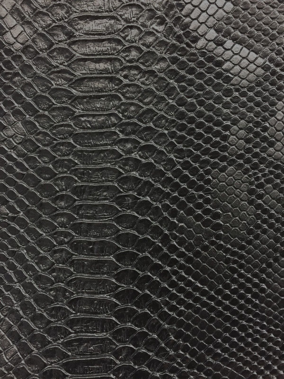 Black Faux Viper Sopythana Snake Skin Vinyl Fabric - Sold by The Yard - 52"