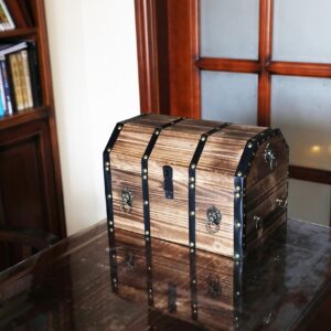 Vintiquewise Large Wooden Decorative Pirate Lockable Trunk with Lion Rings