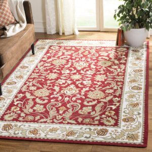 safavieh easy care collection 6' x 9' red / ivory ezc101c hand-hooked oriental area rug