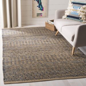 safavieh cape cod collection accent rug - 3' x 5', navy & natural, handmade boho braided jute, ideal for high traffic areas in entryway, living room, bedroom (cap309n)