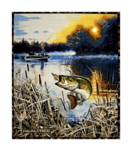 realtree bass fishing 36" panel multi, fabric by the yard