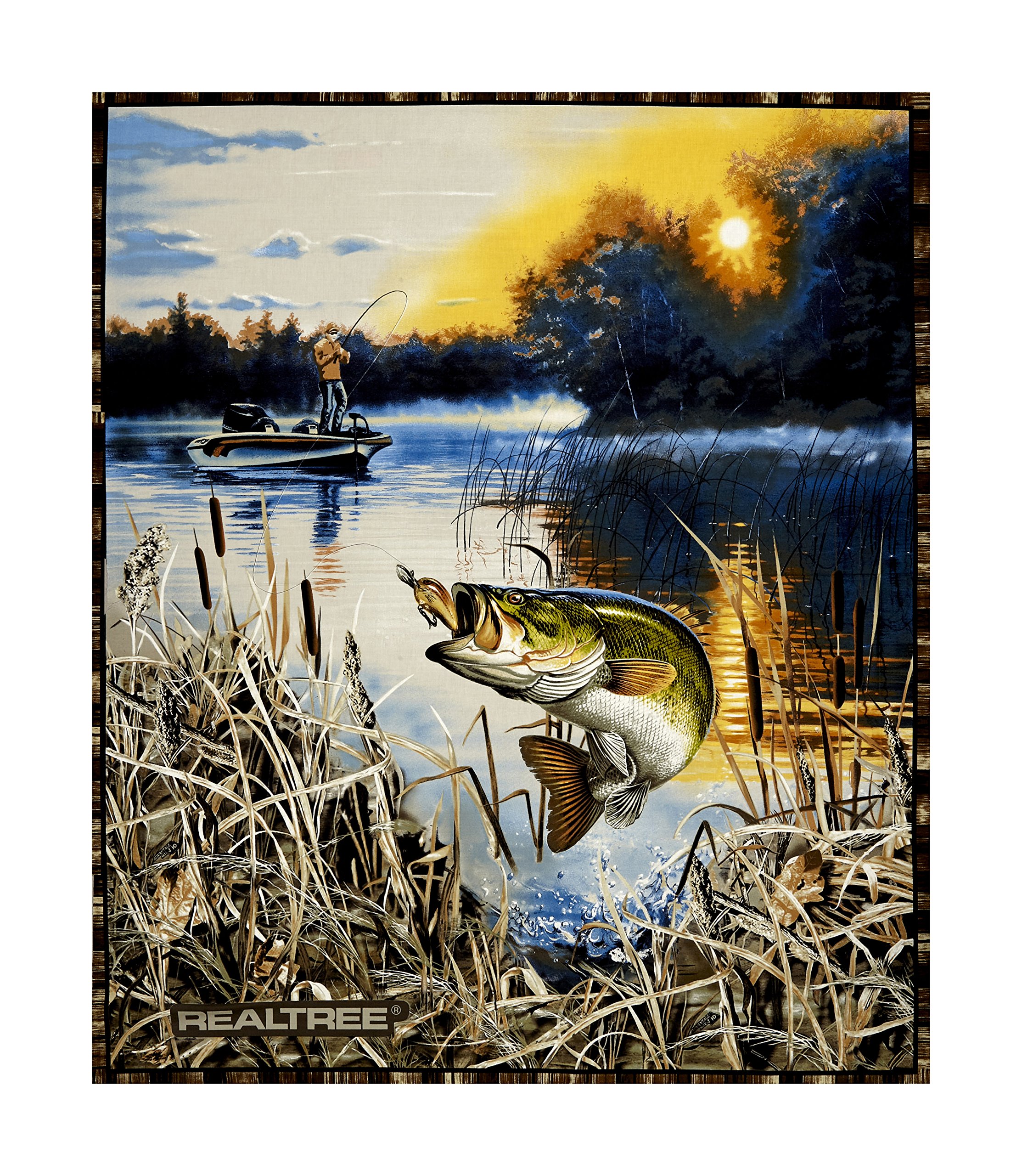 Realtree Bass Fishing 36" Panel Multi, Fabric by the Yard