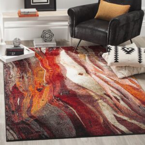 safavieh glacier collection 4' x 6' red / multi gla126a modern abstract non-shedding living room bedroom accent rug