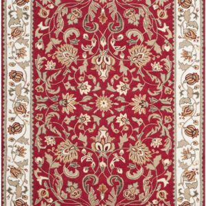 SAFAVIEH Easy Care Collection 6' x 9' Red / Ivory EZC101C Hand-Hooked Oriental Area Rug